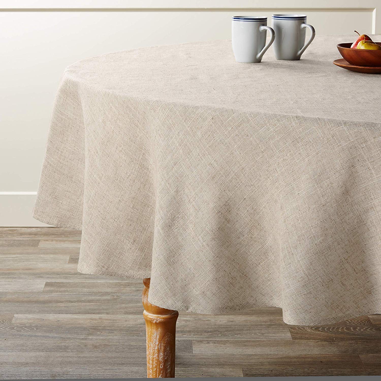 Fennco Styles Toscana Classic Natural Round Tablecloth. One Piece. (96 Inch Round)