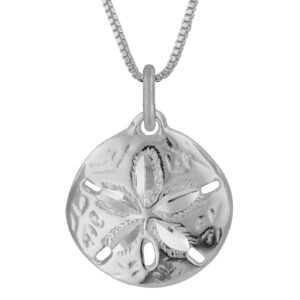 hawaiian silver jewelry pendant necklace – 18 inch sand dollars pendant charm – premium sterling silver craftsmanship – modern and elegant – comfortable women jewelry necklace