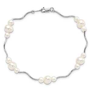 icecarats 925 sterling silver freshwater cultured pearl chain bracelet