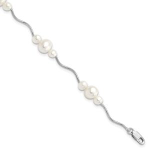 IceCarats 925 Sterling Silver Freshwater Cultured Pearl Chain Bracelet