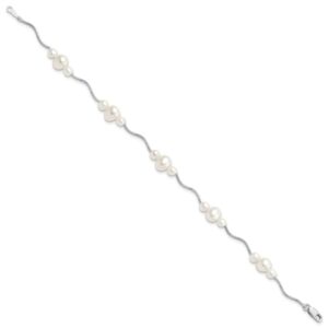 IceCarats 925 Sterling Silver Freshwater Cultured Pearl Chain Bracelet