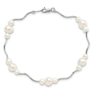 IceCarats 925 Sterling Silver Freshwater Cultured Pearl Chain Bracelet