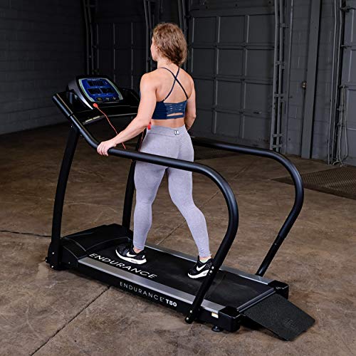 Body Solid (T50) Endurance Cardio Walking Treadmill - Adjustable Speed, Full-Length Handrails, Wide Ramp, Heart Rate Monitor, LED Display