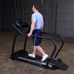 Body Solid (T50) Endurance Cardio Walking Treadmill - Adjustable Speed, Full-Length Handrails, Wide Ramp, Heart Rate Monitor, LED Display