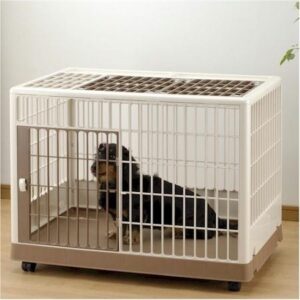 richell pet training kennel pk-830 white / mocha 32.5 x 21.7 x 24.6