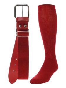 tck sports baseball belt & socks combo set, scarlet, medium