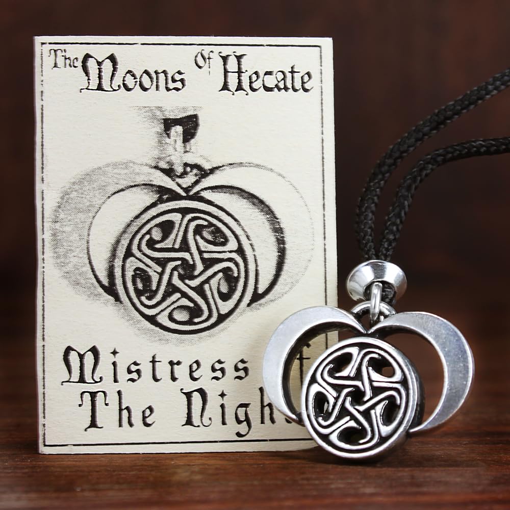 Hecate Triple Moon Jewelry - Wiccan Goddess Pendant Necklace