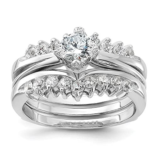 IceCarats 925 Sterling Silver Cubic Zirconia CZ Wedding Band Engagement Ring Bridal Jewelry Set