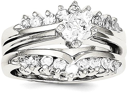 IceCarats 925 Sterling Silver Cubic Zirconia CZ Wedding Band Engagement Ring Bridal Jewelry Set