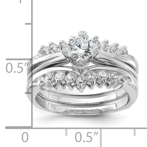 IceCarats 925 Sterling Silver Cubic Zirconia CZ Wedding Band Engagement Ring Bridal Jewelry Set