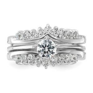 IceCarats 925 Sterling Silver Cubic Zirconia CZ Wedding Band Engagement Ring Bridal Jewelry Set