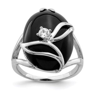 925 sterling silver black onyx cubic zirconia cz ring size 8