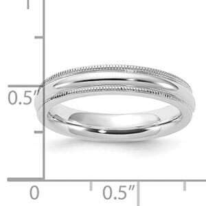 925 Sterling Silver 4mm Comfort Fit Half Round Milgrain Size 5 Wedding Band Ring Classic Fine Jewelry For Women Gifts For Her