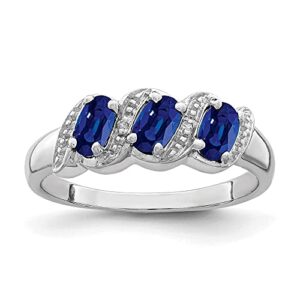 icecarats 925 sterling silver blue sapphire diamond ring gemstone band size 7.00