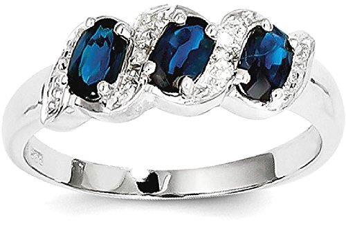 IceCarats 925 Sterling Silver Blue Sapphire Diamond Ring Gemstone Band Size 7.00