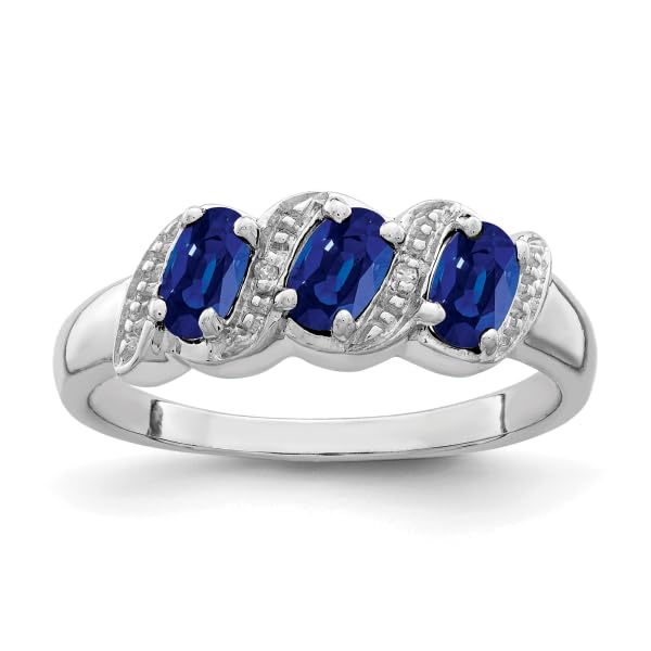 IceCarats 925 Sterling Silver Blue Sapphire Diamond Ring Gemstone Band Size 7.00