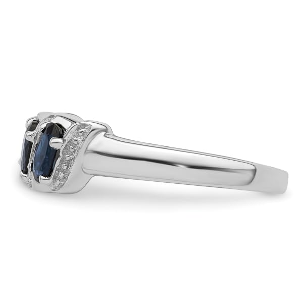 IceCarats 925 Sterling Silver Blue Sapphire Diamond Ring Gemstone Band Size 7.00