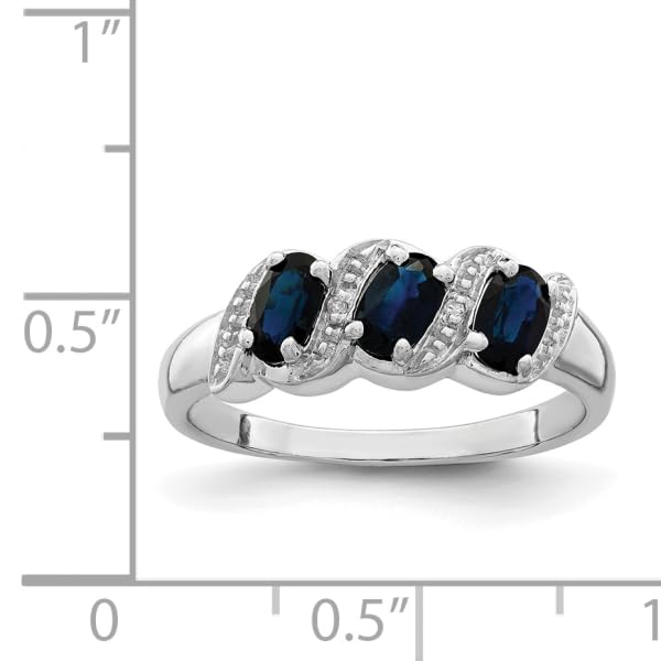 IceCarats 925 Sterling Silver Blue Sapphire Diamond Ring Gemstone Band Size 7.00