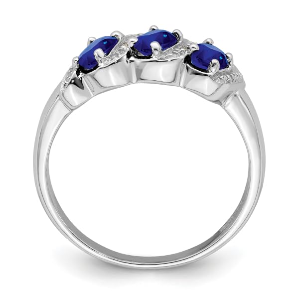 IceCarats 925 Sterling Silver Blue Sapphire Diamond Ring Gemstone Band Size 7.00