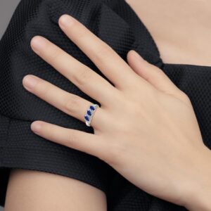 IceCarats 925 Sterling Silver Blue Sapphire Diamond Ring Gemstone Band Size 7.00