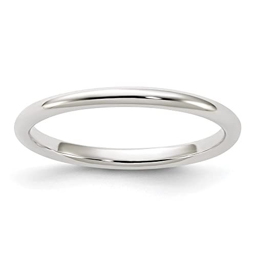 IceCarats 925 Sterling Silver 2mm Half Round Plain Classic Wedding Band Ring Size 7.5