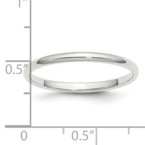 IceCarats 925 Sterling Silver 2mm Half Round Plain Classic Wedding Band Ring Size 7.5