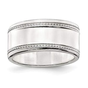 icecarats 925 sterling silver 9.5mm rope edge plain classic wedding band ring size 9