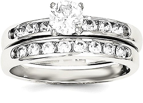 IceCarats 925 Sterling Silver Cubic Zirconia CZ Wedding Band Engagement Ring Bridal Jewelry Set