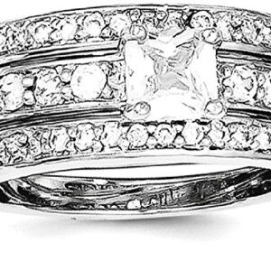 IceCarats 925 Sterling Silver Cubic Zirconia CZ 3 Piece Wedding Set Band Engagement Ring Size 6