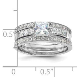 IceCarats 925 Sterling Silver Cubic Zirconia CZ 3 Piece Wedding Set Band Engagement Ring Size 6