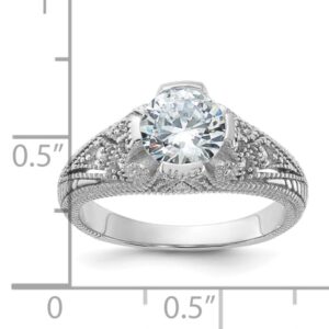 IceCarats 925 Sterling Silver Cubic Zirconia CZ Vintage Engagement Ring Size 8