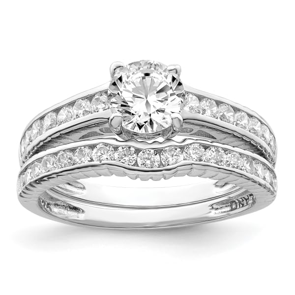 IceCarats 925 Sterling Silver Cubic Zirconia CZ Wedding Band Engagement Ring Bridal Jewelry Set Size 7