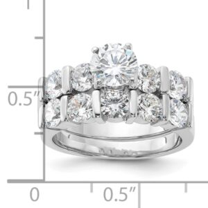 925 Sterling Silver Cubic Zirconia CZ Engagement Ring Wedding Band 2-piece Bridal Jewelry Set Size 8