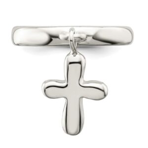 IceCarats 925 Sterling Silver Holy Cross Dangle Ring Christian Religious Band Size 8