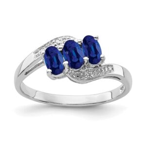 icecarats 925 sterling silver blue sapphire diamond ring gemstone band size 8.00