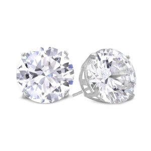 kezef sterling silver cubic zirconia stud earrings for women & men – premium s925 silver studs – hypoallergenic – cz silver earrings - size 12mm