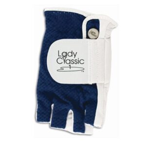 lady classic cabretta 1/2 finger golf glove blue large worn on right hand