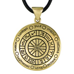 moonlight mysteries bronze pagan wheel of the year pendant