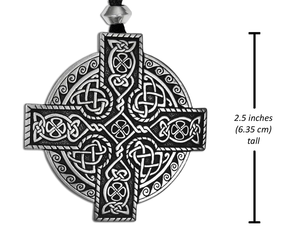 Men's Pewter Large Celtic Equal Arm Cross Pendant Necklace - 2.5 Inches