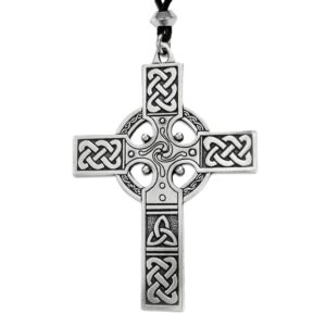 large celtic cross pendant necklace - pewter irish jewelry