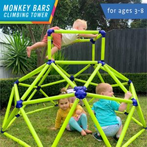 Eezy Peezy Monkey Bars Climbing Tower - Active Outdoor Fun for Kids Ages 3 to 6 Years Old, Green/Blue.