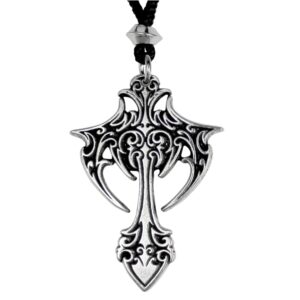 pewter gothic cross pendant necklace (1.75" long)