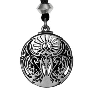 large phoenix pendant necklace for men, pewter gift, 1.25 inch (3.1 cm) diameter