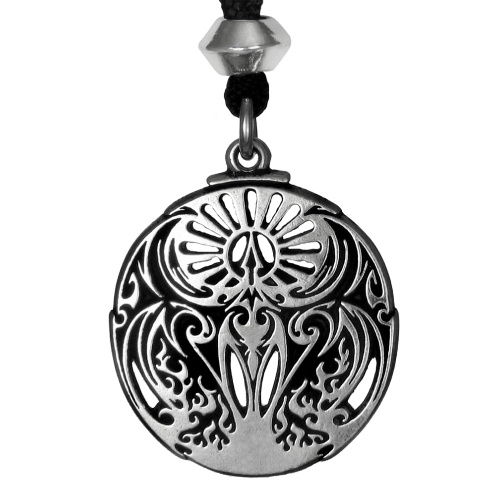 Large Phoenix Pendant Necklace for Men, Pewter Gift, 1.25 inch (3.1 cm) Diameter