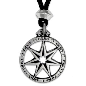 pewter seven pointed fairy star pendant necklace