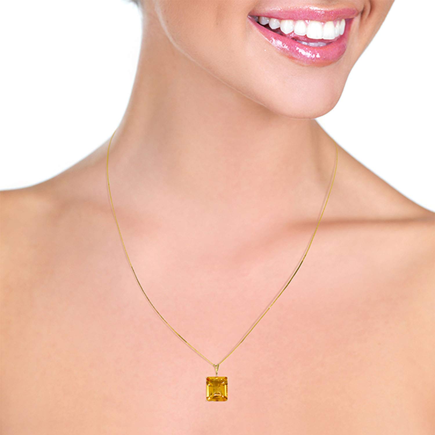 Galaxy Gold GG 14k Yellow Gold 18" Necklace with 6.5 Carats Natural Octagon-cut Citrine