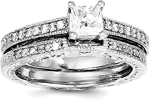 IceCarats 925 Sterling Silver Cubic Zirconia CZ Wedding Band Engagement Ring Bridal Jewelry Set Size 6