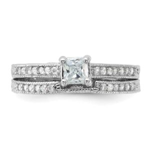 IceCarats 925 Sterling Silver Cubic Zirconia CZ Wedding Band Engagement Ring Bridal Jewelry Set Size 6