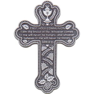 cathedral art (abbey & ca gift first holy communion message cross with space for engraving on back, 5-1/2-inch