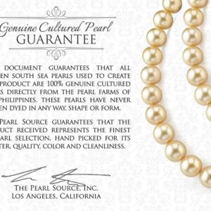 The Pearl Source 14K Gold 9-10mm Round Genuine Golden South Sea Cultured Pearl Dangling Tincup Bracelet for Women